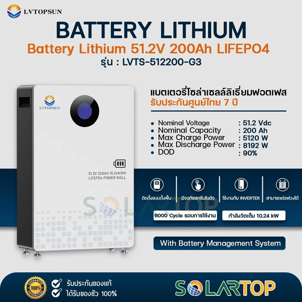 LV TOPSUN 51.2V 200Ah-G3 Battery Lithium Lifepo4 แบตเตอรี่โซล่าเซลล์ ...