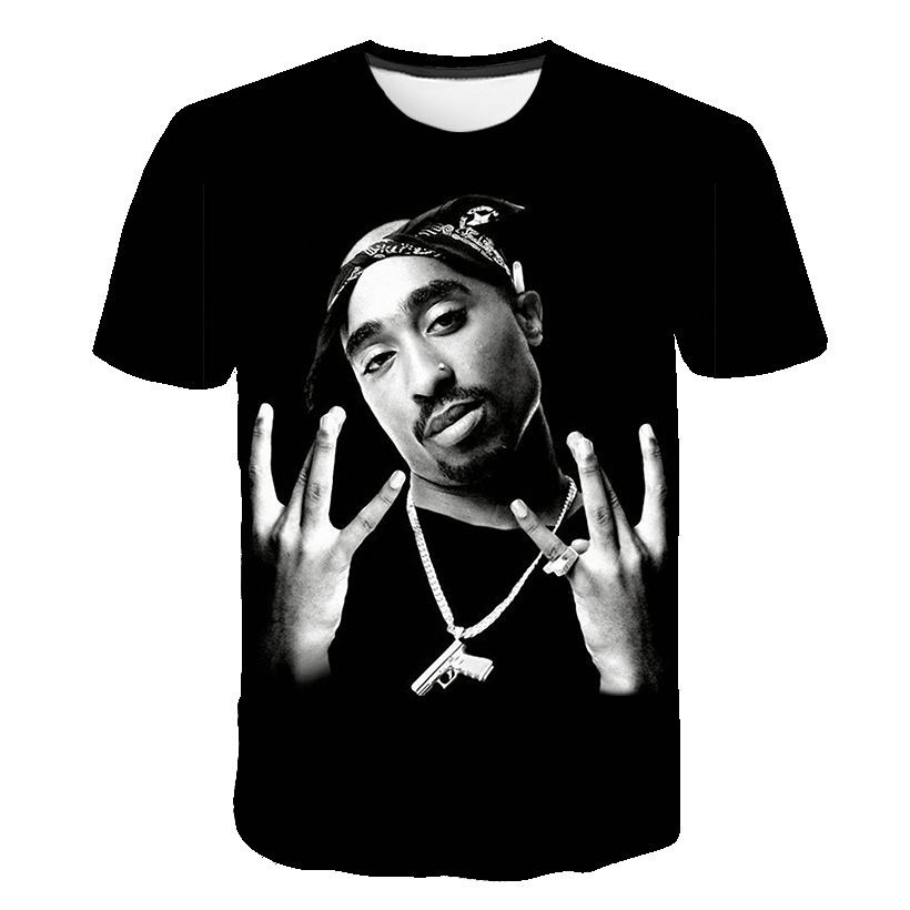 【COD】 ขายดี เสื้อยืดแขนสั้นลําลอง พิมพ์ลาย rapper 2pac tupac 3d แฟชั่น ...