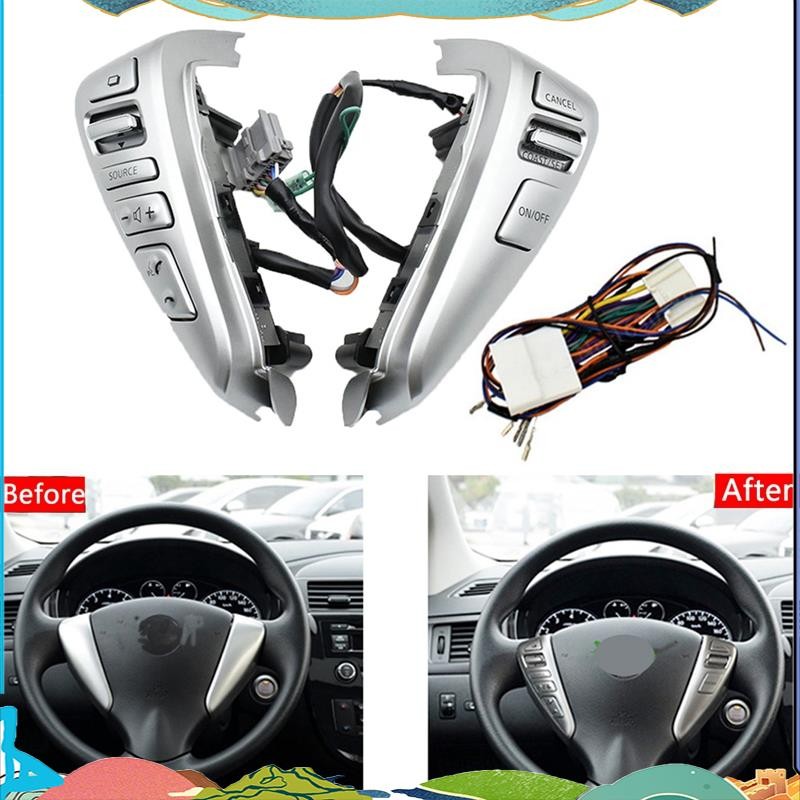 พวงมาลัยรถปุ่มสวิทช์ Cruise Control ปุ่มสําหรับ TIIDA SENTRA Livina ...