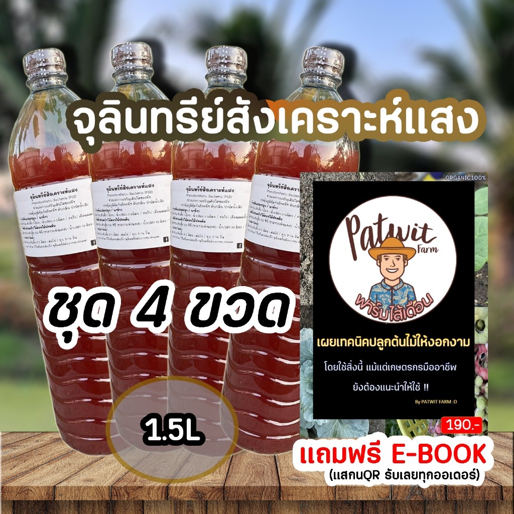 PATWIT-FARM จุลินทรีย์สังเคราะห์แสง PSB ขนาด1.5L ชุด4ขวด สูตรเข้มข้นสีแดงสด ใช้ขยายเชื้อต่อได้ ...