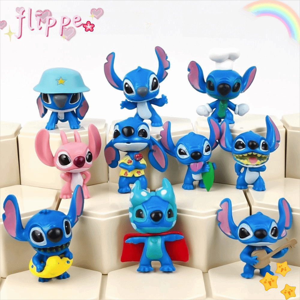 FIPE 10/12 ชิ้นอะนิเมะตัวเลข Stitch ตุ๊กตา, 4-7 ซม.Lilo & Stitch ...