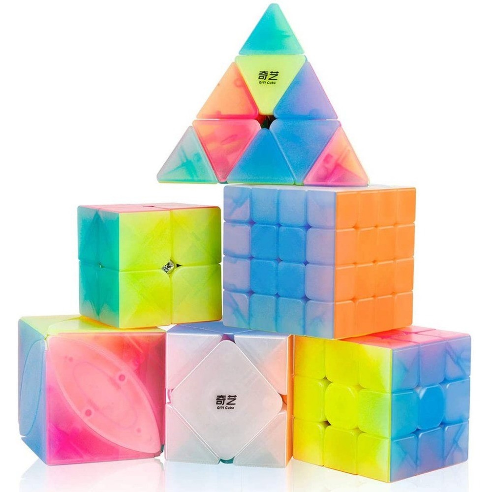 Qiyi 2x2 3x3 4x4 5x5 พีระมิด Speed Cube เจลลี ่ สี | Shopee Thailand