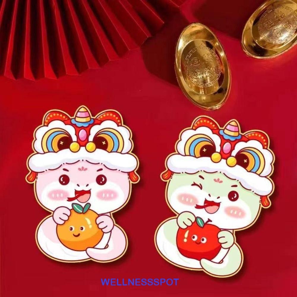 Wellnessspot 6 ชิ้นซองจดหมายสีแดงตรุษจีน, กระดาษการ์ตูน 2025 ซองสีแดงปีงู, ความคิดสร้างสรรค์แบบ ...