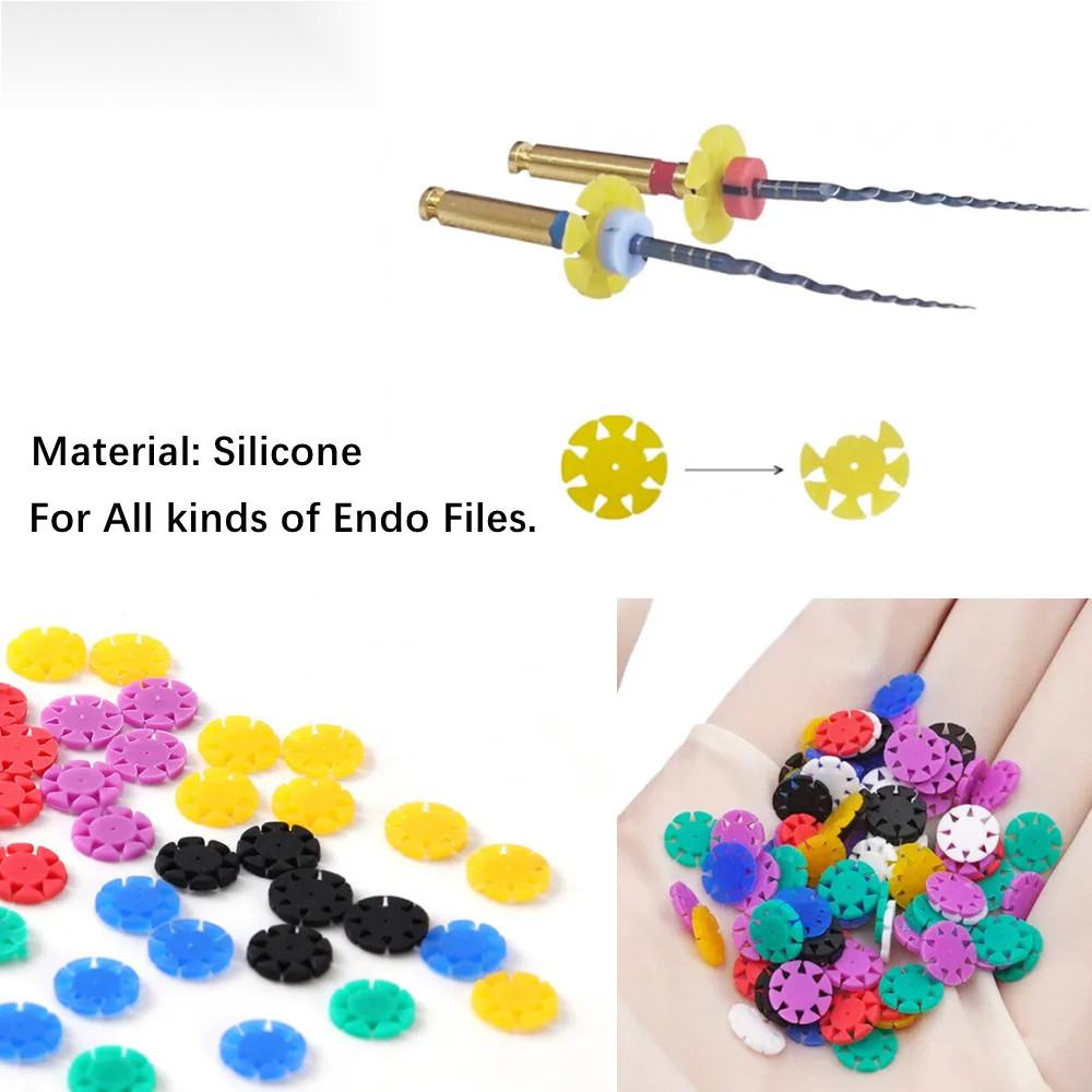100 ชิ้น/ถุงทันตกรรม Endodontic ไฟล์ Stopper ฆ่าเชื้อเครื่องหมายวงกลม ...