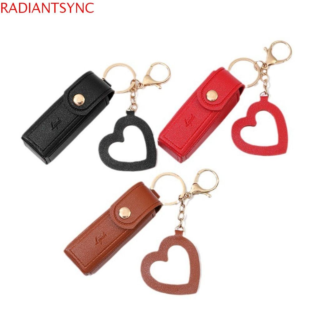 Radiantsync กระเป๋าลิปสติก, พวงกุญแจกระเป๋าลิปกลอสแบบพกพา, Travel PU Leather Mini พร้อมกระจก ...