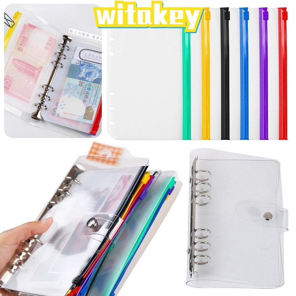 WITAKEY 19 ชิ้น/เซ็ตแฟ้มแจ็คเก็ตกระเป๋า,พลาสติก A6 ขนาดหลวม-ใบไม้แฟ้มกระเป๋า,โปร่งใส 18 กระเป๋า ...