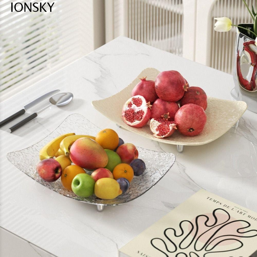 Ionsky จานผลไม้, จานใส่ขนมใสพลาสติก, โต๊ะน้ําชาถาดผลไม้แห้งสไตล์แตก ...