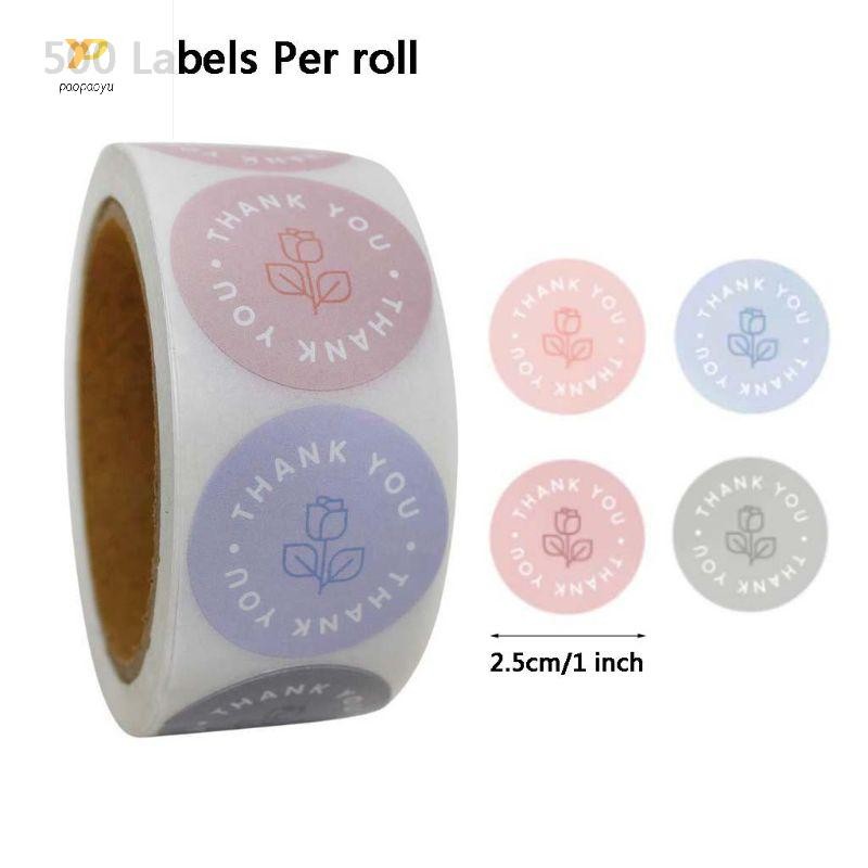 Ppy 500 ชิ้นม้วนขอบคุณสติกเกอร์ม้วนสติกเกอร์กล่องบรรจุภัณฑ์ธุรกิจขนาด ...