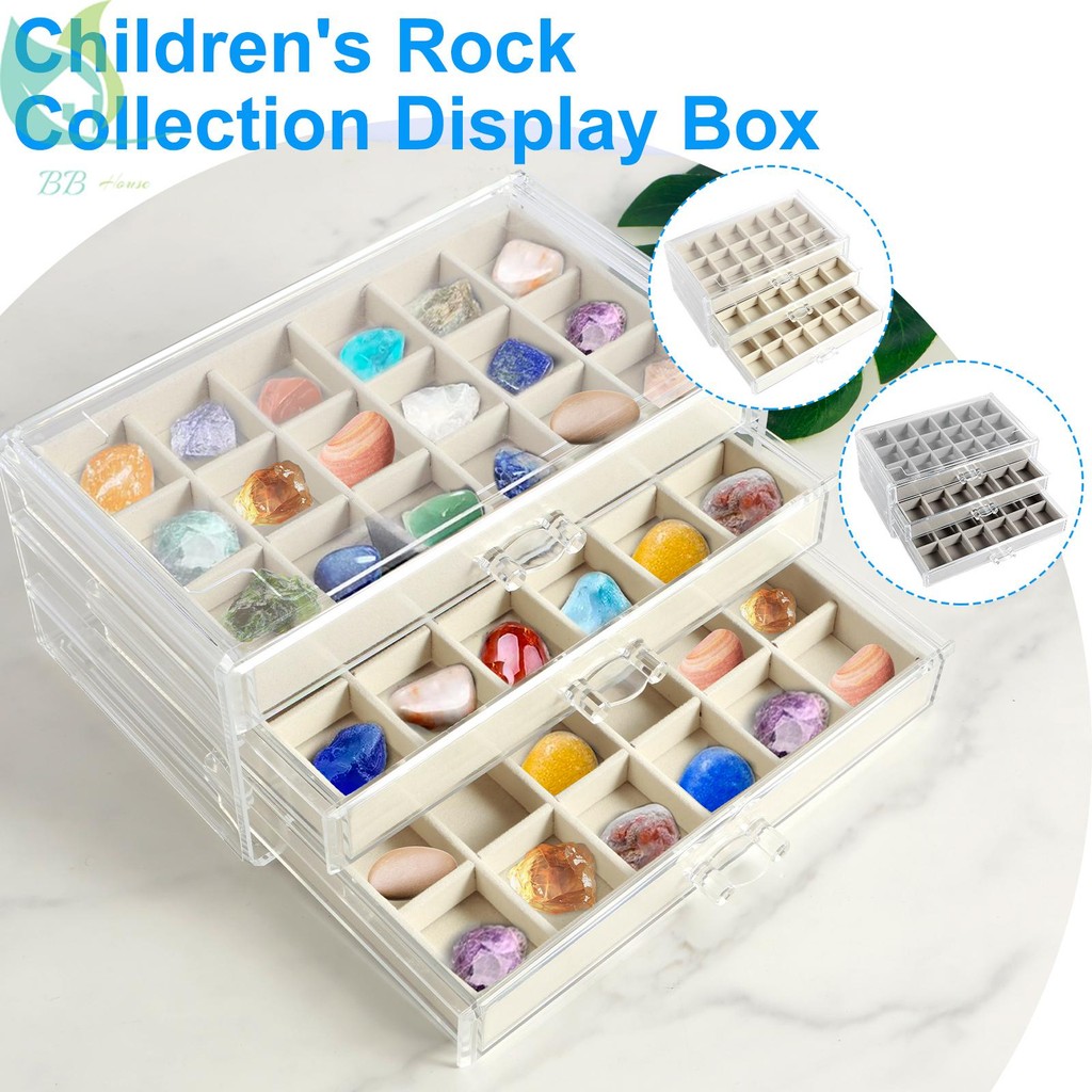 Rock Display Case 3 ลิ้นชัก Rock Collection กล่อง 54 กริด Rock ...
