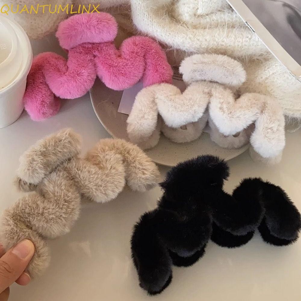 Quantuml Plush Hair Claw,เรขาคณิตผู้ถือผมหางม้าคลิปผม,หวานM-รูปสไตล์ ...
