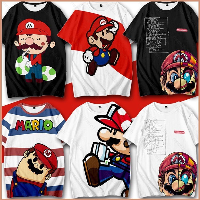 Jason Super Mario Bros เสื้อยืดอะนิเมะเสื้อแขนสั้น Unisex ลําลองหลวม ...