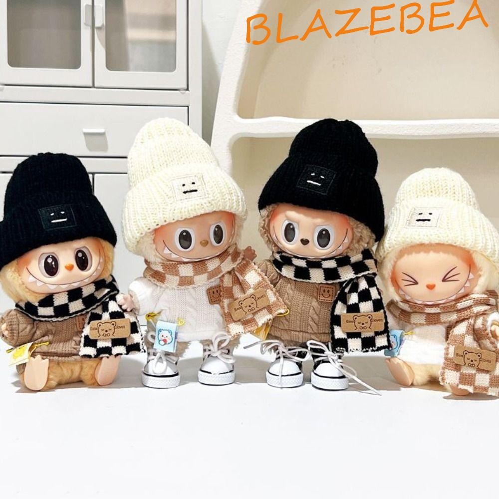 Blazebea นั่ง Party Labubu ตุ๊กตาเสื้อผ้า, หมวกถักผ้าพันคอ Labubu V2 ชุดตุ๊กตา, รองเท้าน่ารัก ...