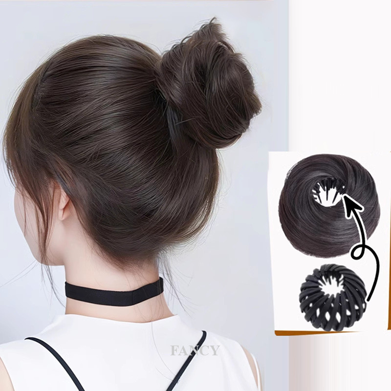 คลิปสังเคราะห์ Bun Extensions Mini Donut Updo Hairpieces สำหรับผู้หญิง ...
