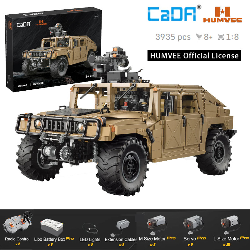 CaDA อิฐ Master 1:8 รีโมทคอนโทรล Hummer H1 ทหาร Off-road รถ C106036 ...