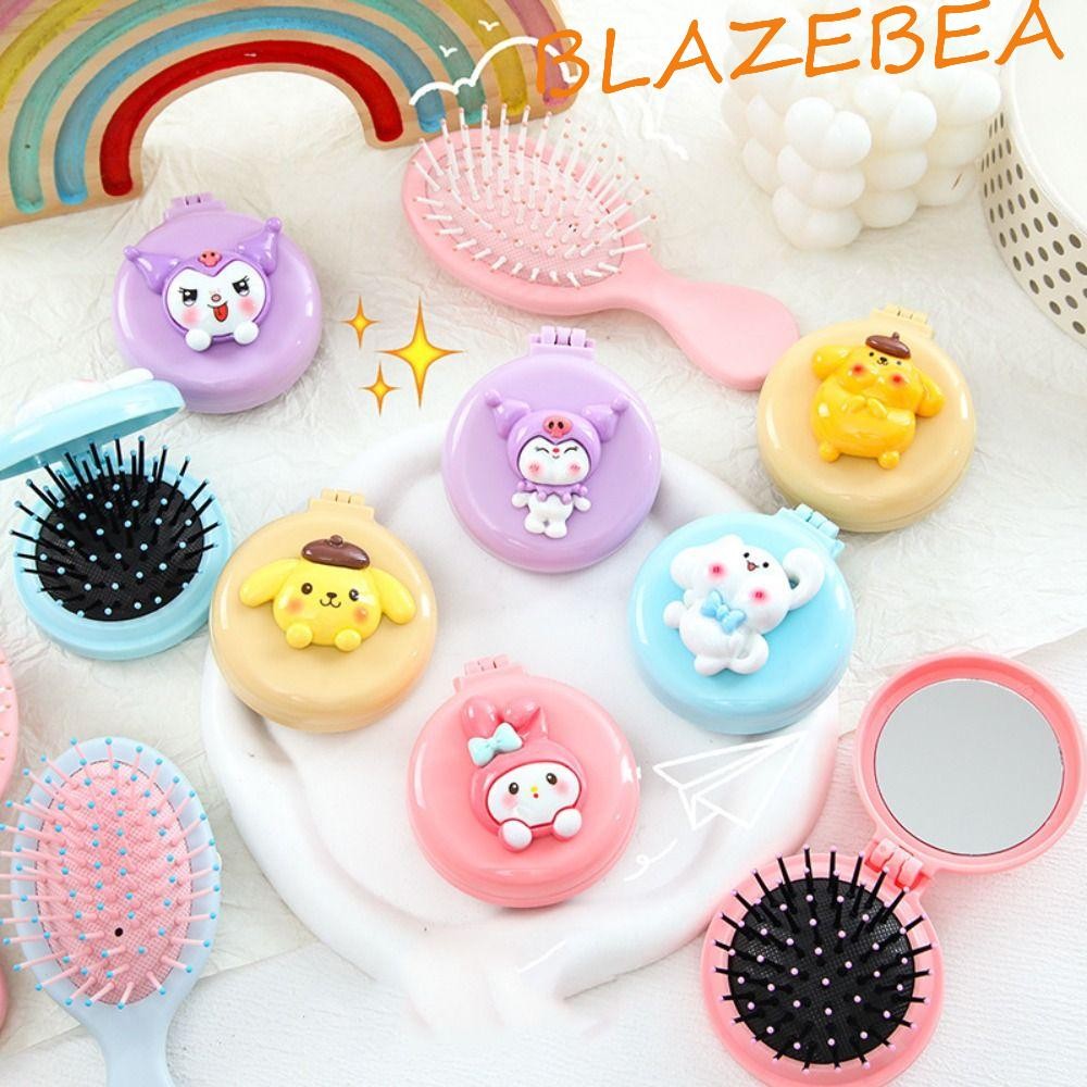 Blazebea ชุดกระจกหวี 2 in 1, การ์ตูน Cinnamoroll Kuromi Air Bag หวีผม, แฟชั่น Pompompurin Anti ...