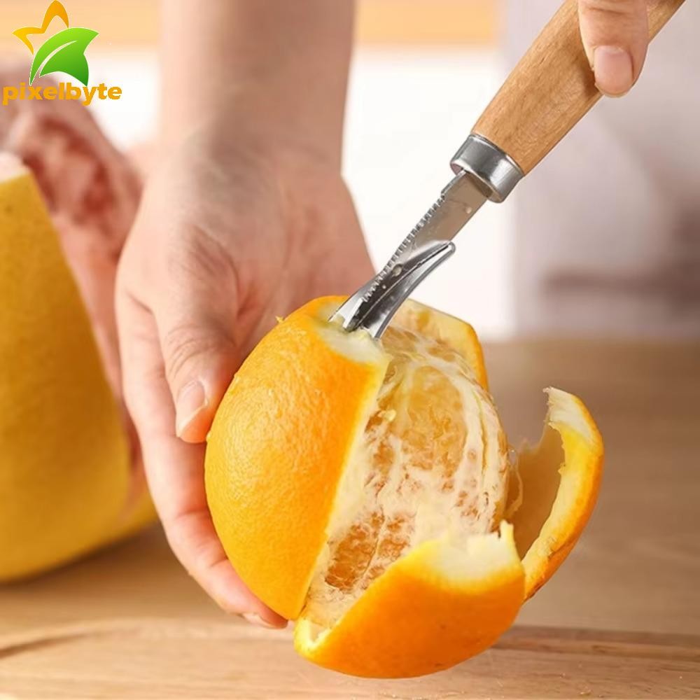 Pixelbyte เครื่องปอกเกรปฟรุต, ด้ามไม้สองหัว Pomelo Peel Remover, อุปกรณ์ครัวจับสบาย 2 in 1 ...