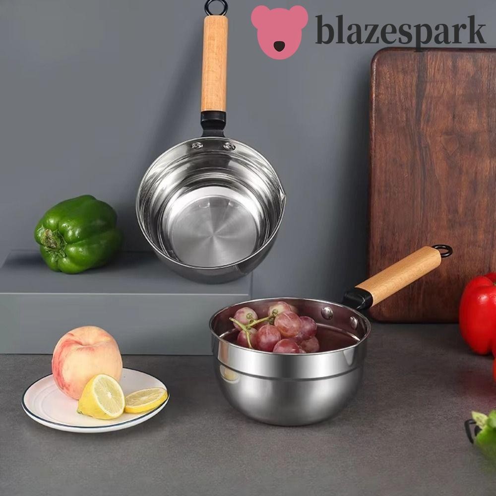 BLAZESPARK ที่ตักน้ํา, ทัพพีซุปด้ามไม้แบบแขวน, กระทะซอสขนาดเล็กอเนกประสงค์ความจุขนาดใหญ่ 304 ...