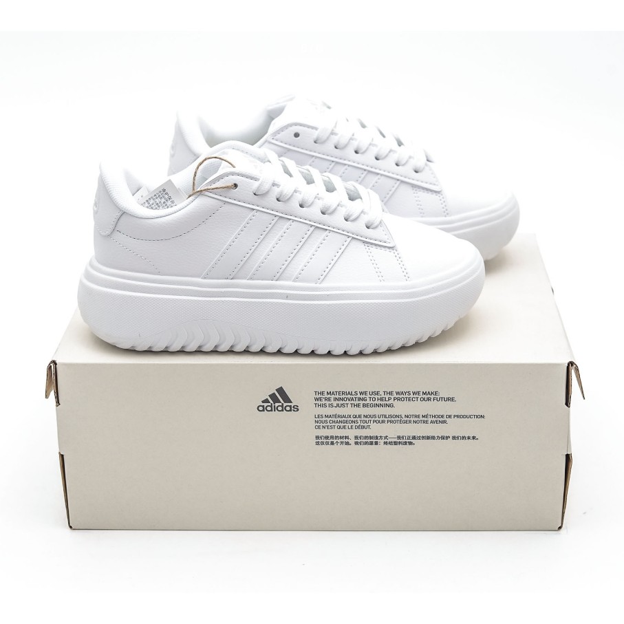 Adidas Grand Court Platform White White Casual Shoes IE1089 | Shopee ...