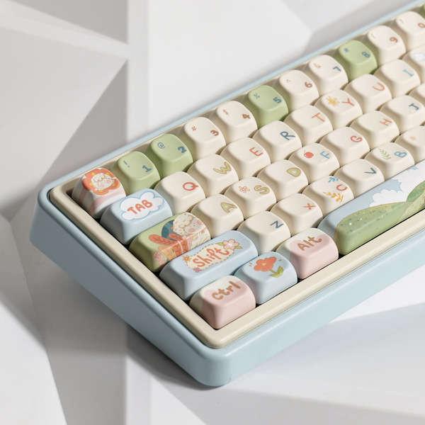 คีย์แคปใส keycap Original Fat Sheep Picnic Keycap น่ารัก PBT ระเหิด F75 ...