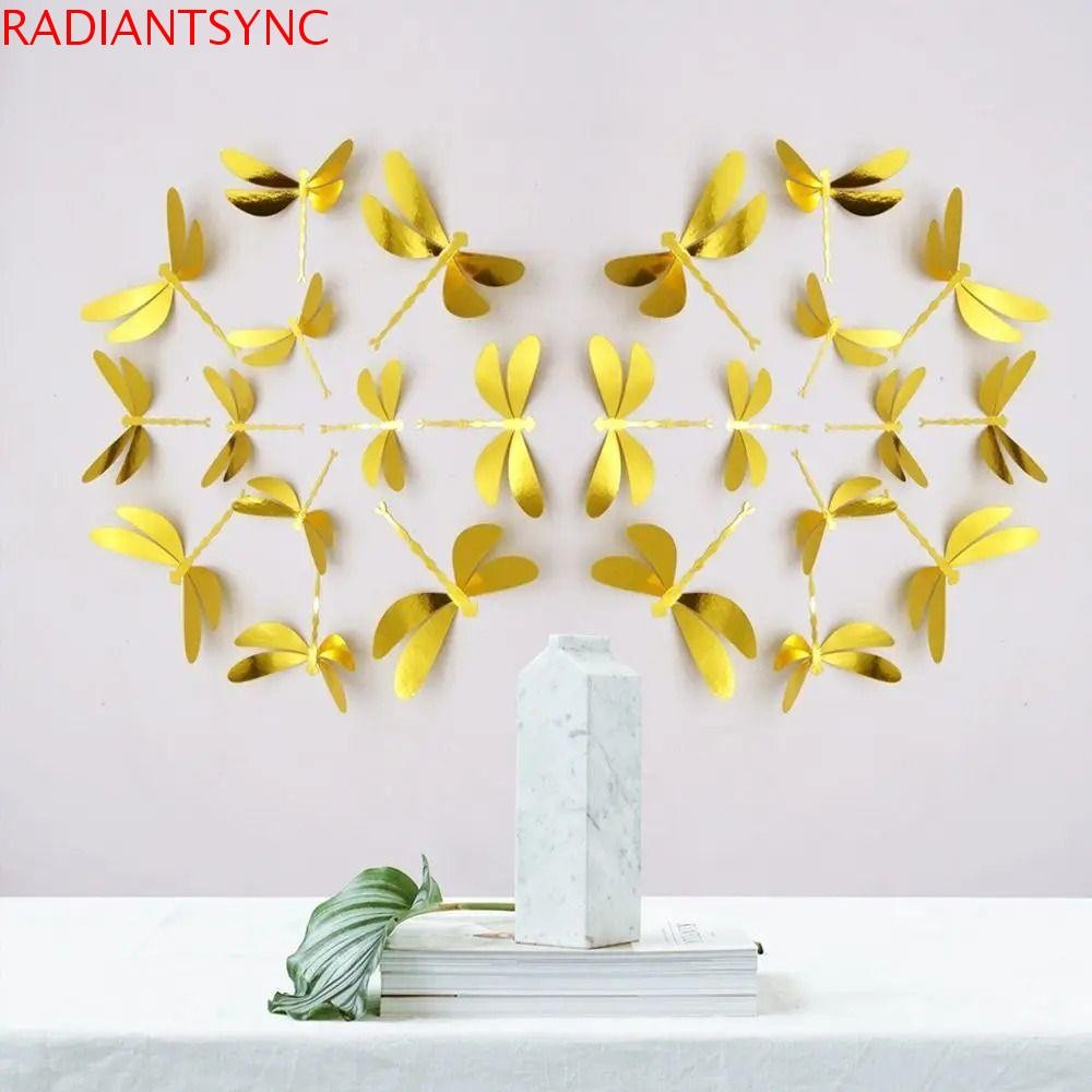 Radiantsync 12PCS สติ๊กเกอร์ติดผนัง Dragonfly, 3D เลียนแบบสติ๊กเกอร์ติดผนัง, สติ๊กเกอร์ติดผนัง ...