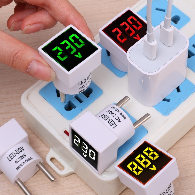 Ac50-500v LED Digital Voltmeter Plug - Universal, Multicolor Display ...
