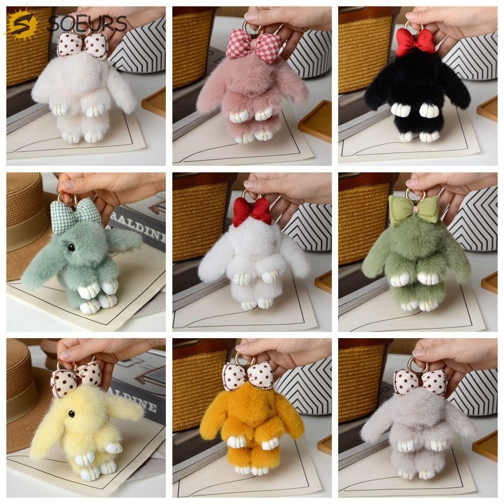 Soeurs Pluff Bunny พวงกุญแจ, แฟชั่น Fluffy Play Dead ตุ๊กตากระต่าย ...