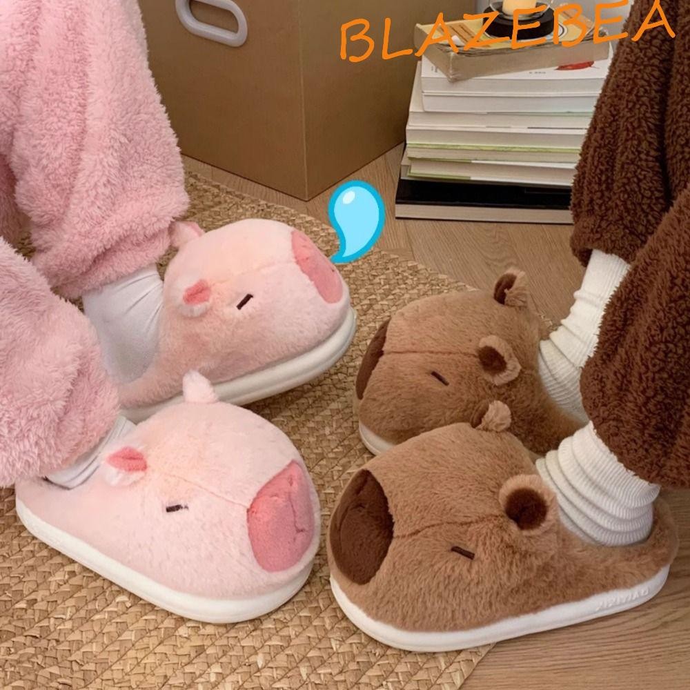 Blazebea รองเท้าแตะ Capybara อบอุ่น, รองเท้าแตะเงียบ Capybara รองเท้าแตะ Plush, Cozy ลื่นหนาขน ...