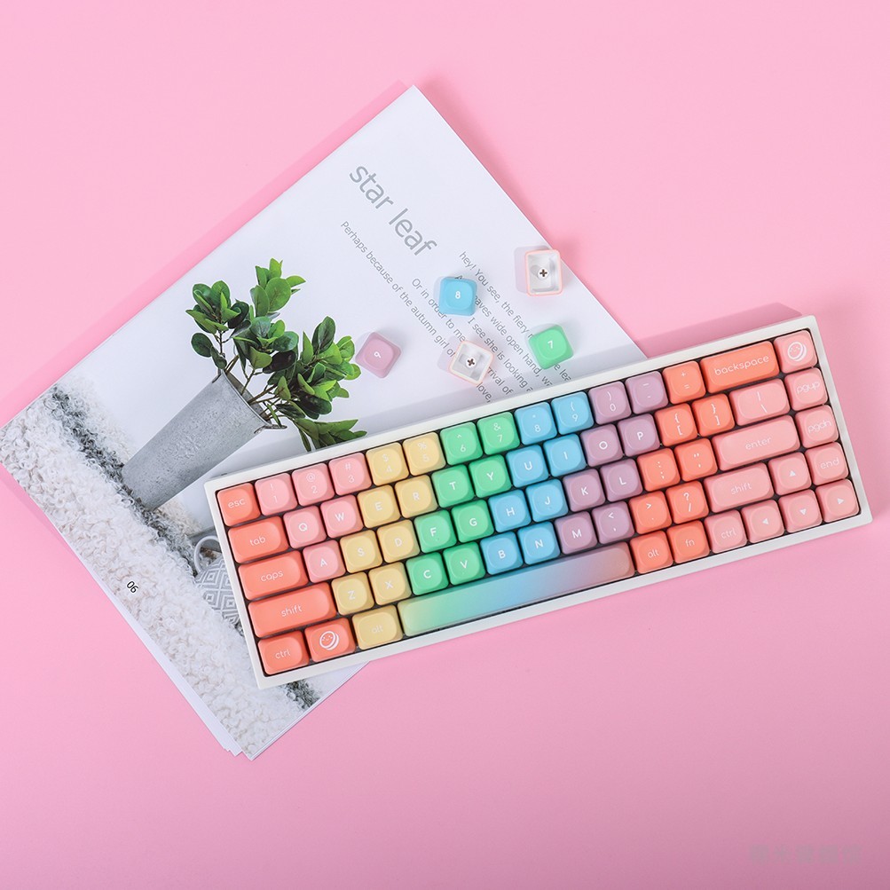 133Keys Gradient สี Macaron Keycaps MOA โปรไฟล์ PBT Dye Sublimation Key Caps สําหรับ MX ...