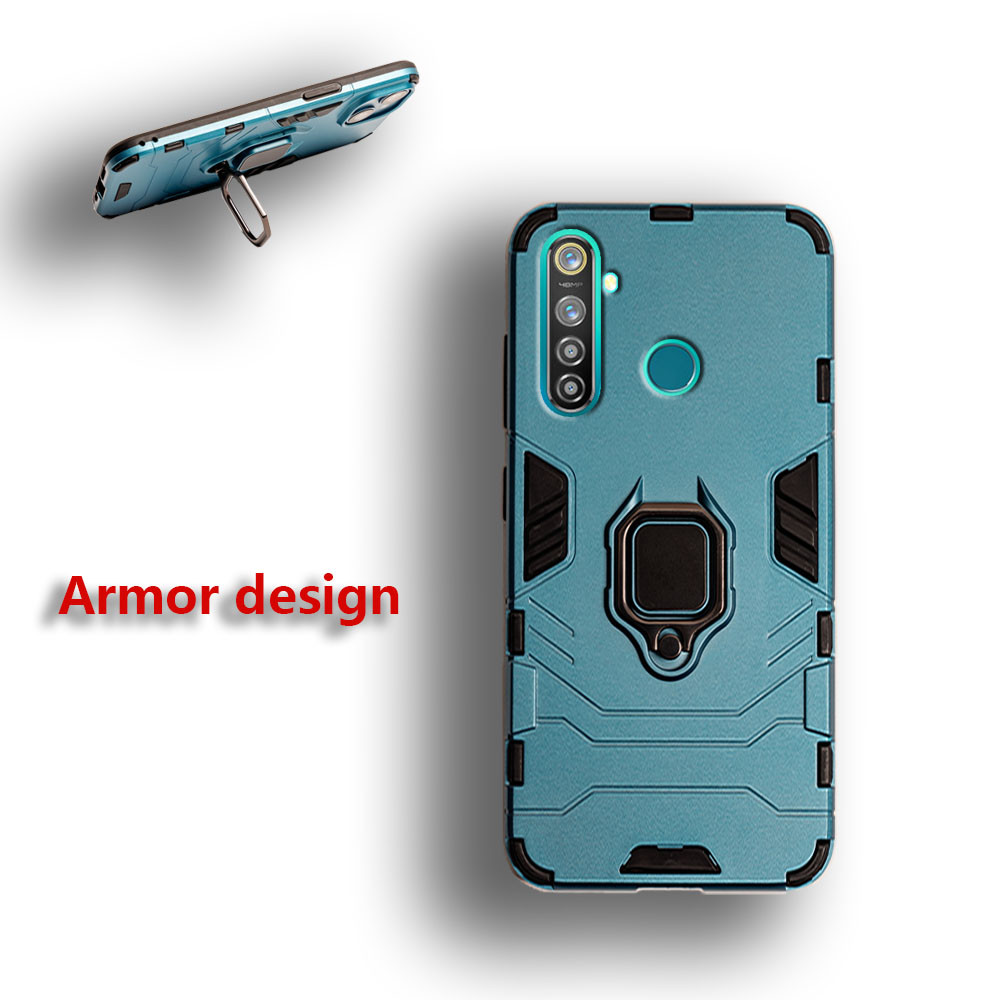 Realme 5 Pro RMX1971 เคสโทรศัพท์ป้องกันเกรดทหารเกราะสองชั้นเสริมฝาครอบ ...
