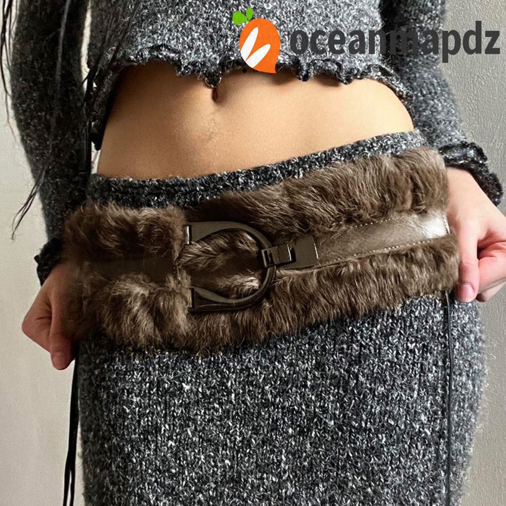 Oceanmapdz หนังขนสัตว์เข็มขัด, PU หนังสาวเผ็ดตุ๊กตาเข็มขัด, Simple Punk Retro กางเกงยีนส์ตกแต่ง ...