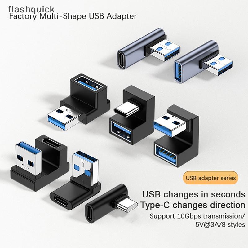 Flashquick USB-A อะแดปเตอร์โทรศัพท์มือถือ 90 องศา USB C ถึง USB A อะแดปเตอร์มุมขวา USB A 3.0 ชาย ...
