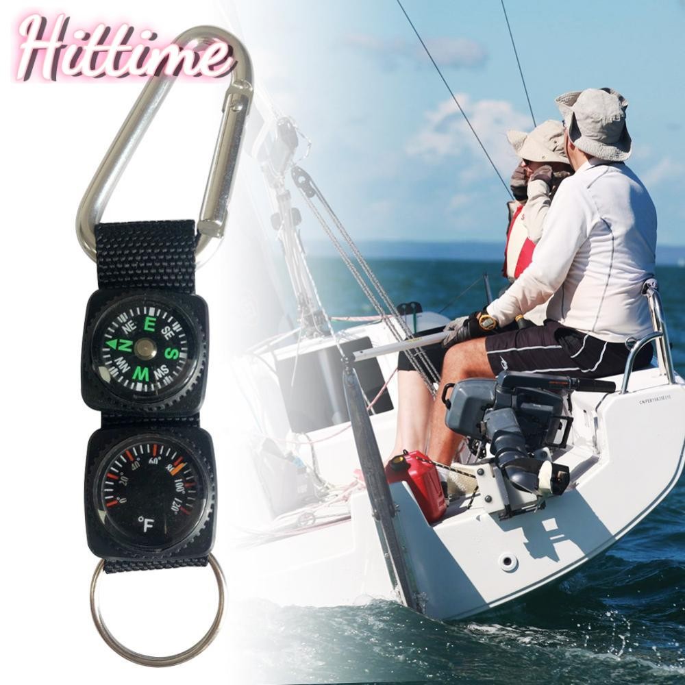 Hittime 3 In 1 มัลติฟังก์ชั่น Camping เครื่องวัดอุณหภูมิเข็มทิศพร้อมแหวนกุญแจปีนเขาเดินป่า Mini ...