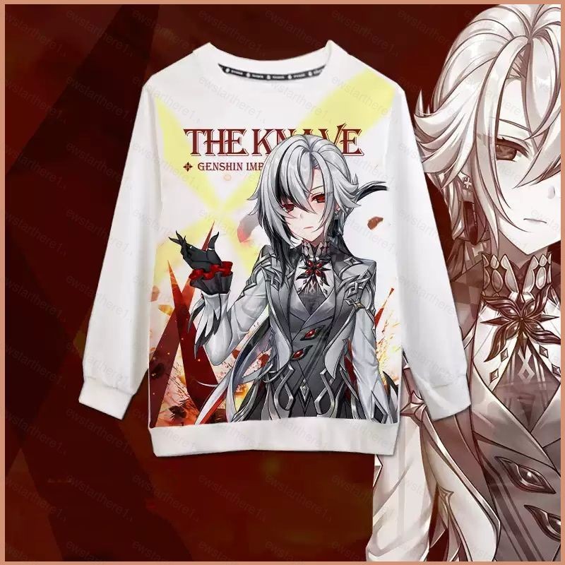 Jason Genshin Impact Arlechino The Knave Anime Sweatshirt Unisex แขนยาว ...
