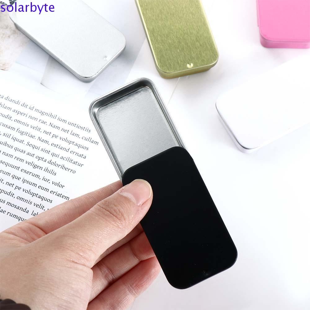 Solarbyte กล่องเหล็กขนาดเล็กสี่เหลี่ยมกล่องเก็บหลายขนาดเครื่องประดับน้ําหอมแข็งกระป๋องเปล่า ...