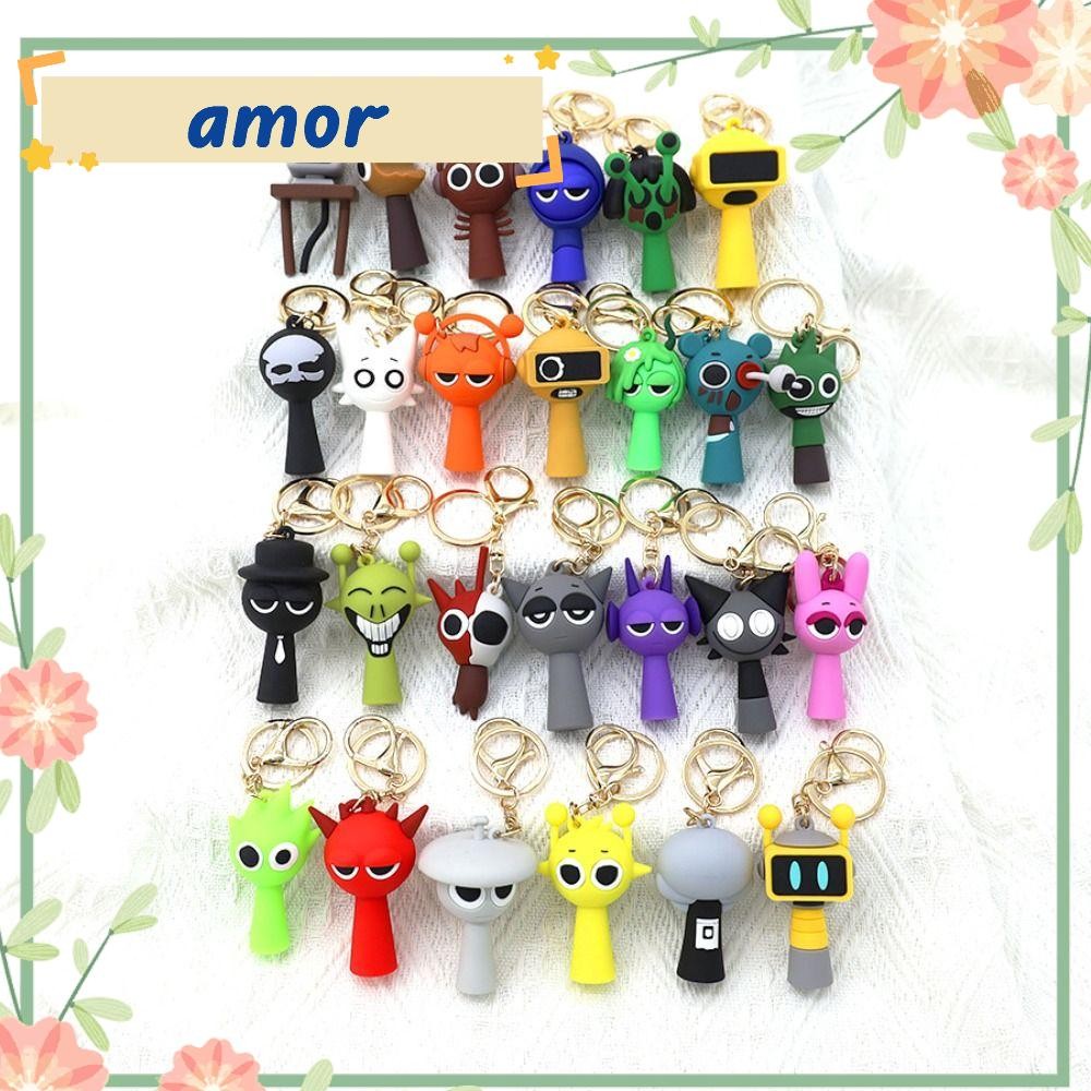 Amor12 พวงกุญแจ Sprunki, จี้กระเป๋ากล่องจังหวะสีเทา, อุปกรณ์เสริม ...