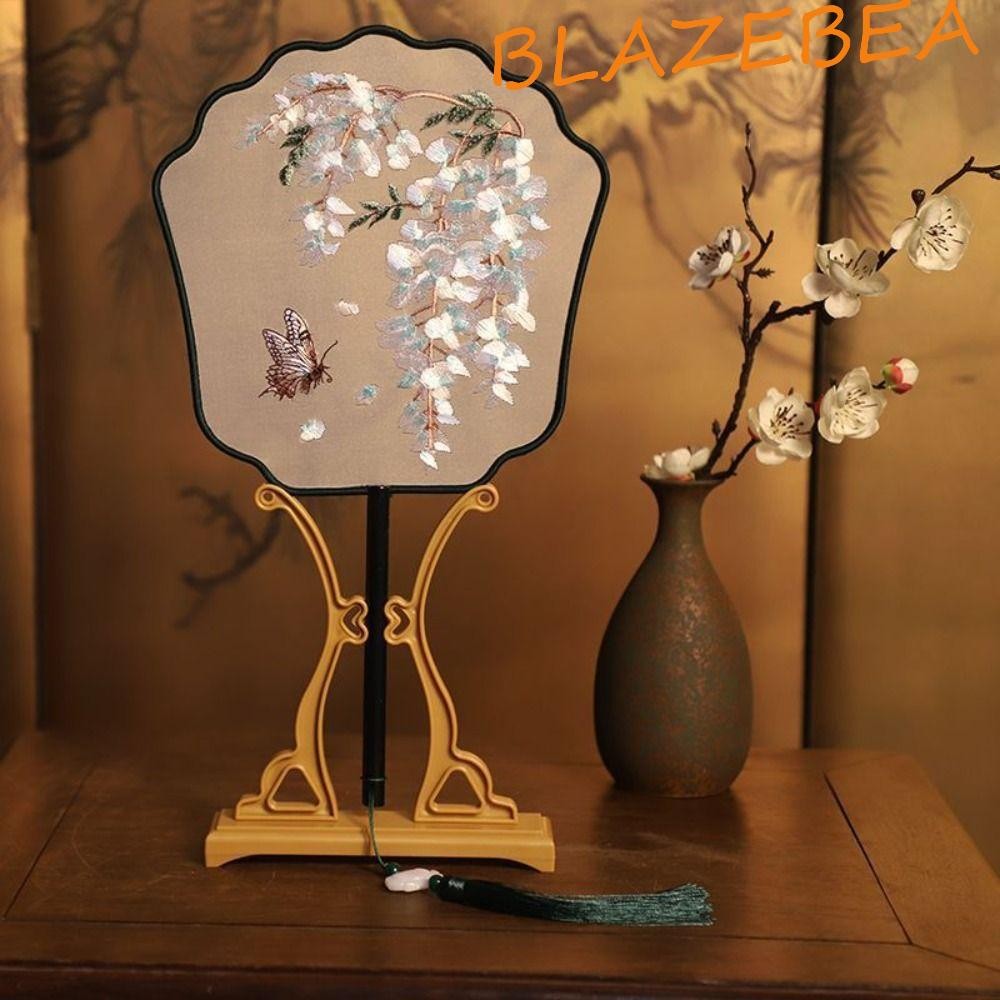 Blazebea พัดลมเย็บปักถักร้อยจีน, พร้อมพู่ดอกไม้รูปแบบเจ้าสาวกลุ่มพัดลม, HanFu สไตล์จีนโปร่งแสง ...