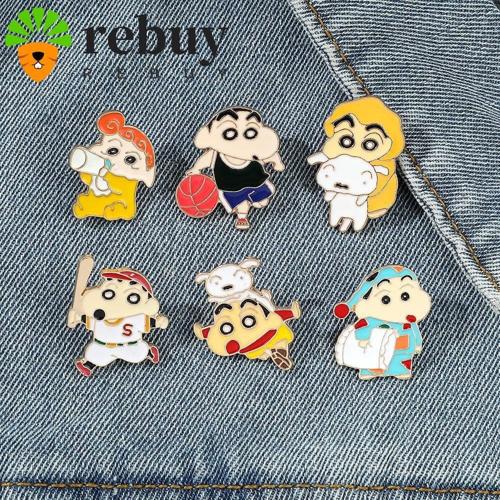 Rebuy Crayon Shin-Chan Lapel Pins, การ์ตูนน่ารักโลหะเคลือบป้าย,เสื้อผ้า ...