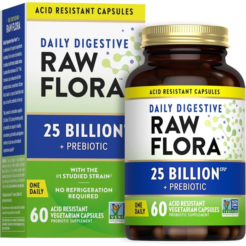 Nature's Truth Digestive Raw Flora Probiotic & Prebiotic 25 Billion ...