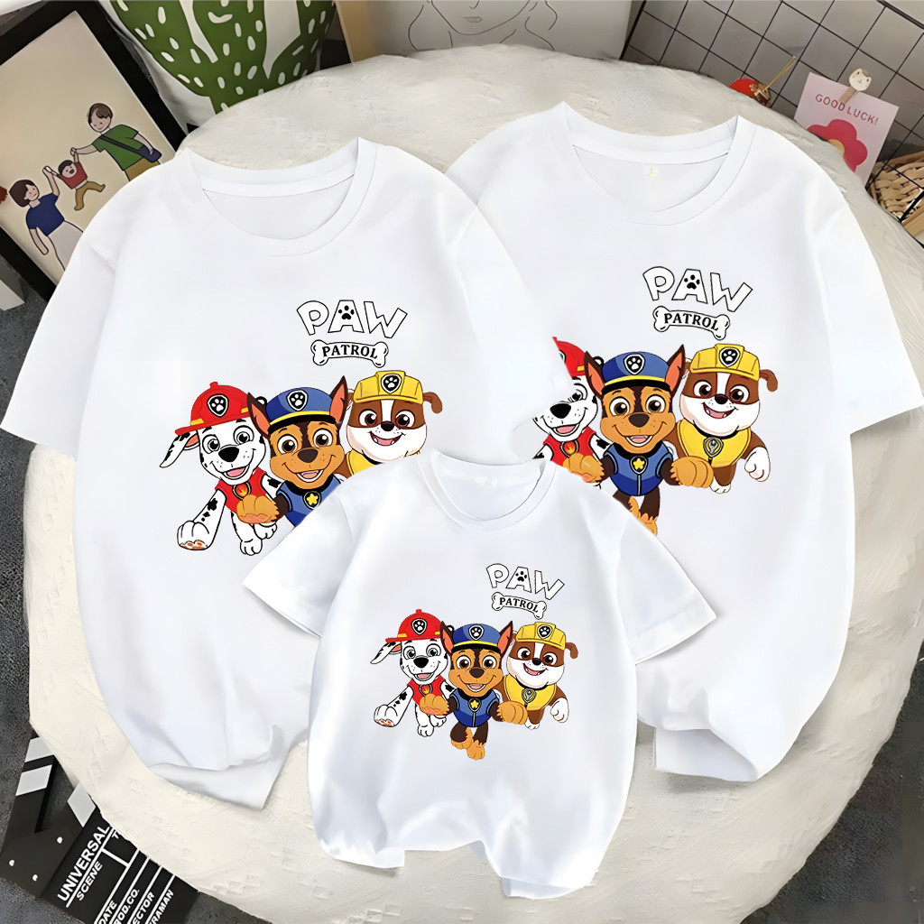 🔥พร้อมส่ง&COD🔥RINA STUDIO ลวดลายพิมพ์ของ Paw Patrol, เสื้อยืดครอบครัว, ครอบครัว ชุดครอบครัวแขน ...