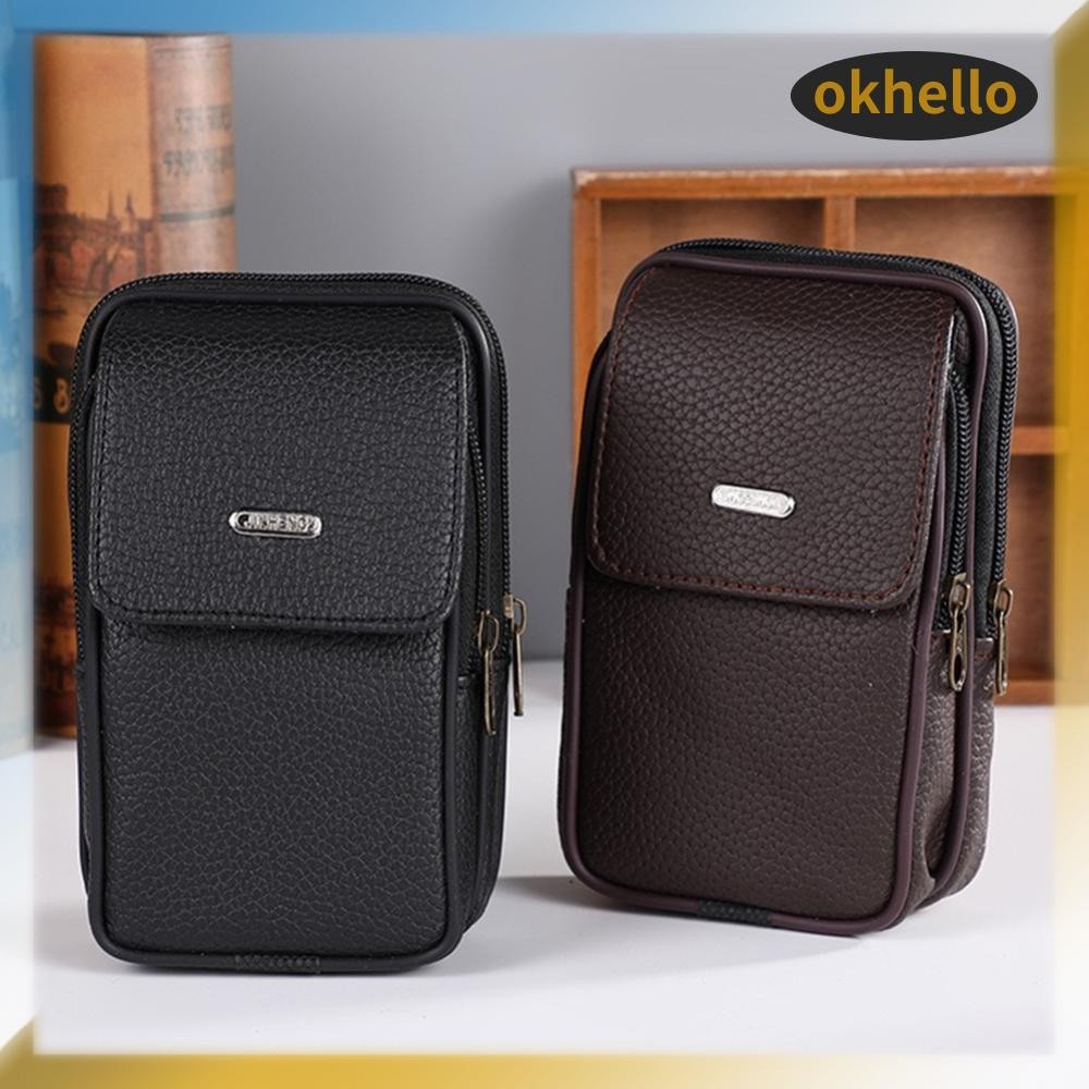 [Okhello.th] 3 ประเภท PU หนังกระเป๋าเอวเล็กสีทึบชาย Bum Pocket กระเป๋า ...