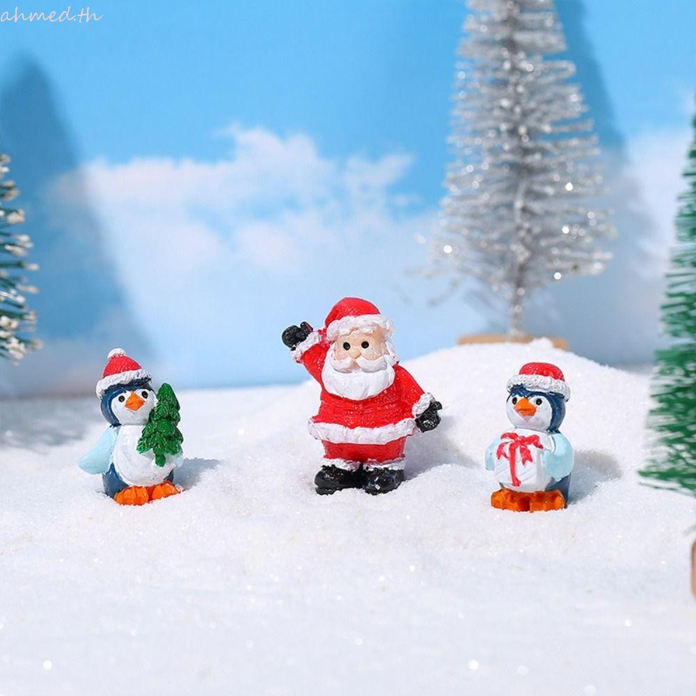 Ahmed 7 ชิ้นคริสต์มาส Miniatures ตุ๊กตา,เรซิ่น Santa Claus Penguin Elk ...