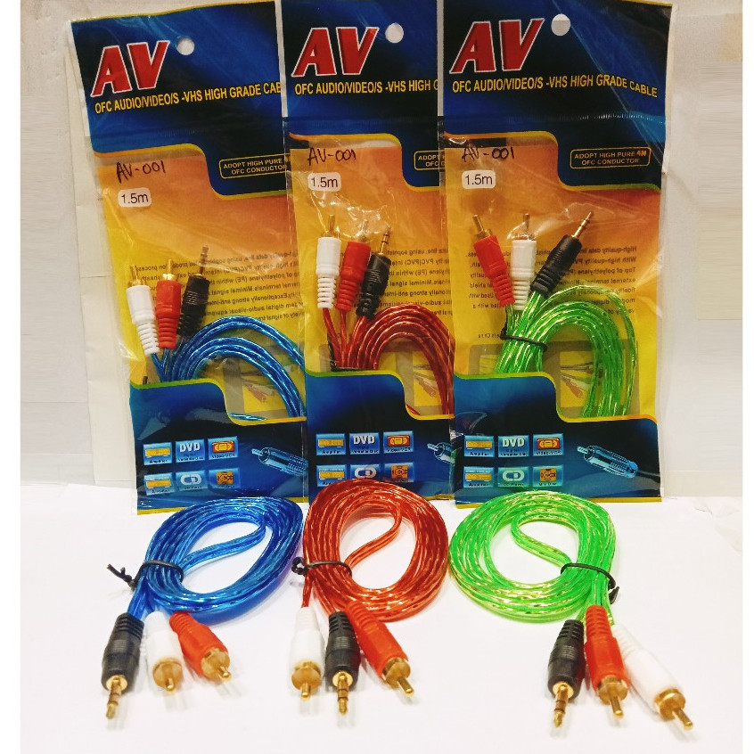 HP I* AV001 สาย RCA Aux 2 in 1 สายสัญญาณเสียง 1.5 เมตร AV-001 2 สาย RCA ...