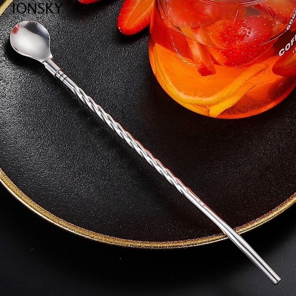 Ionsky 10PCS ช้อนผสม, ช้อนฟางสแตนเลสแบบใช้ซ้ําได้แบบใช้คู่, เครื่องดื่ม ...