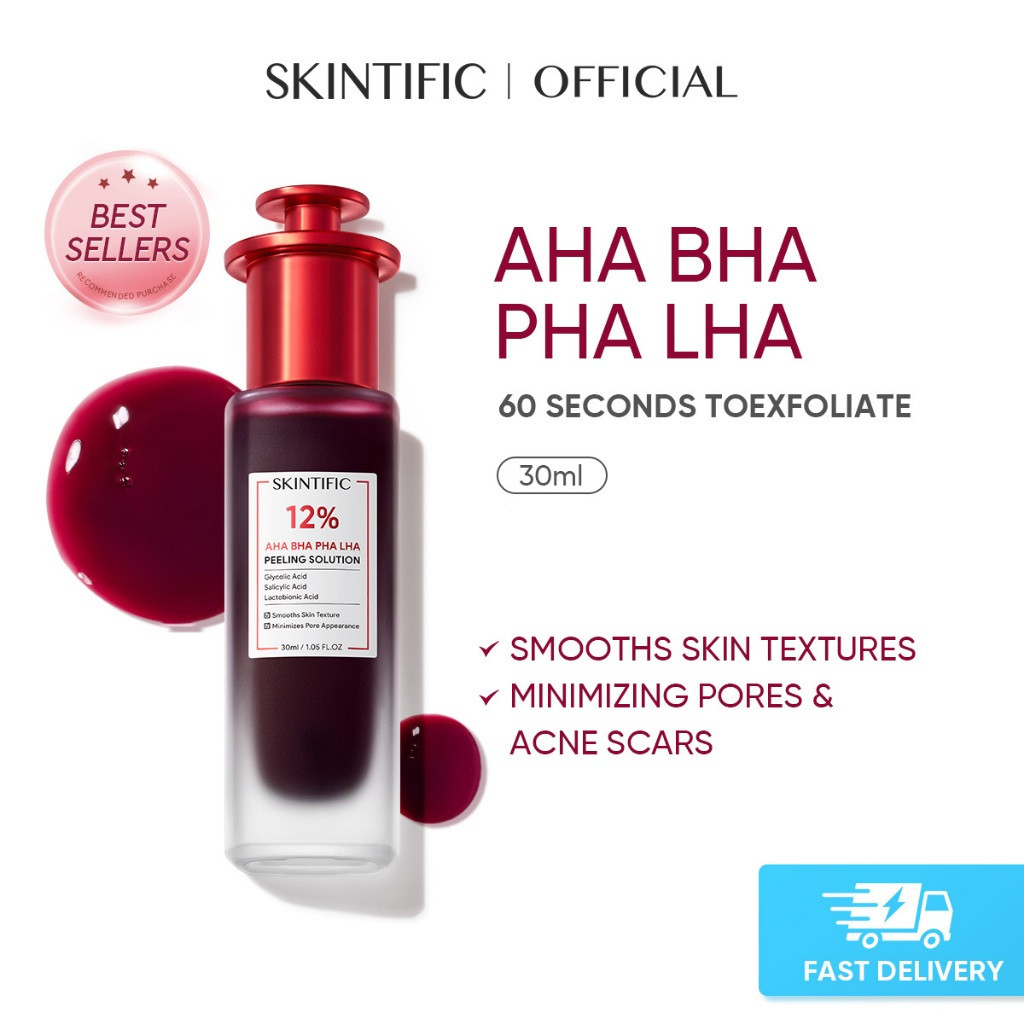 Skintific AHA BHA PHA LHA Peeling Solution Serum 30ml - สําหรับไวท์เทนนิ่ง ไบรท์เทนนิ่ง จุดด่าง ...