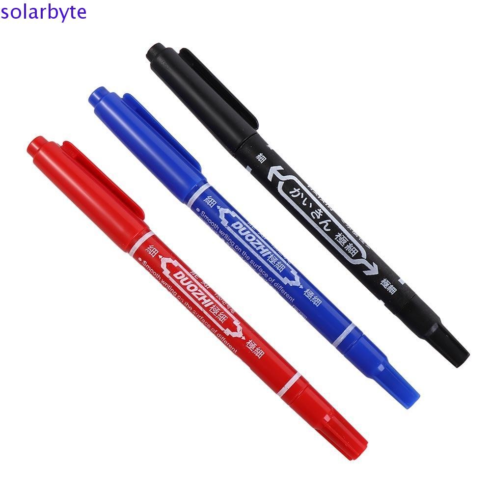 Solarbyte 2 ชิ้น/เซ็ต Tattoo Skin Marker ปากกา,สีดํา/สีแดง/สีฟ้าหมึกกันน้ํา Double Headed Marker ...