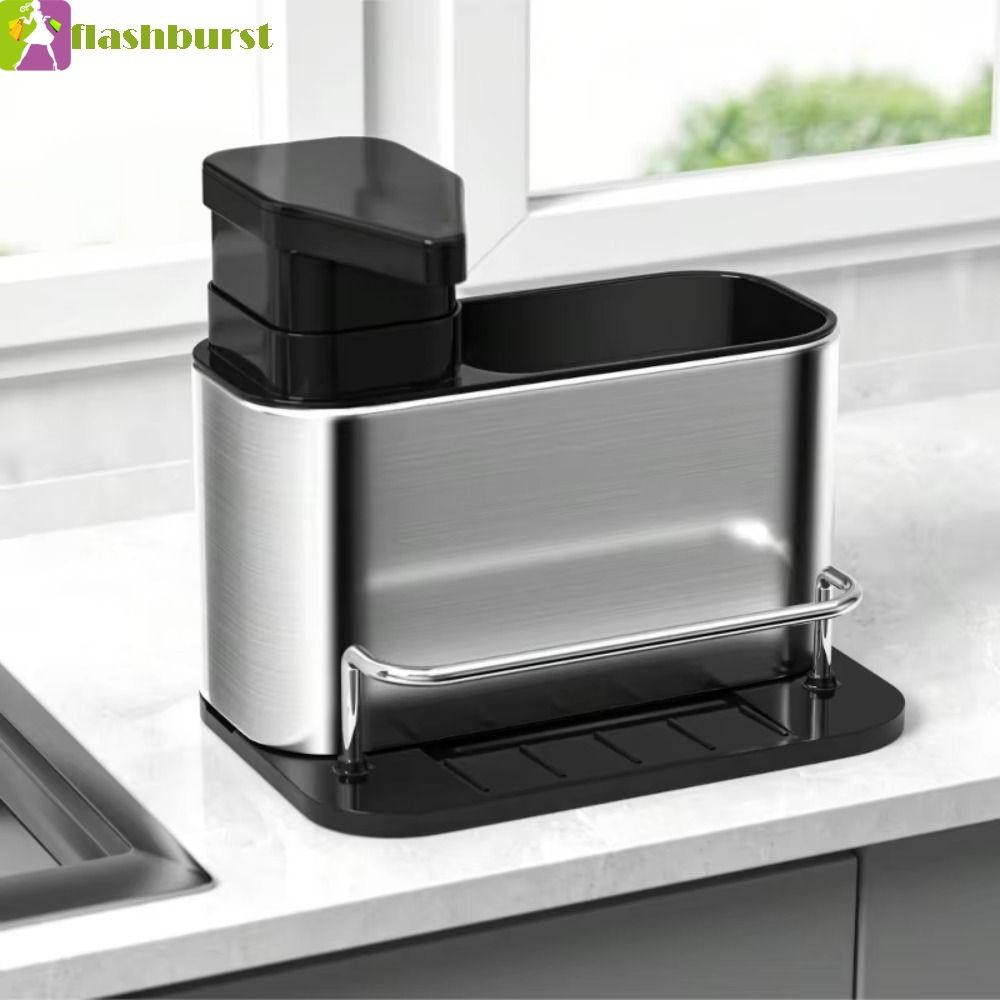 Flashburst ที่วางฟองน้ํา, เครื่องจ่ายสบู่สแตนเลส 3-in-1, ชั้นเก็บของมัลติฟังก์ชั่นกันสนิม Quick ...