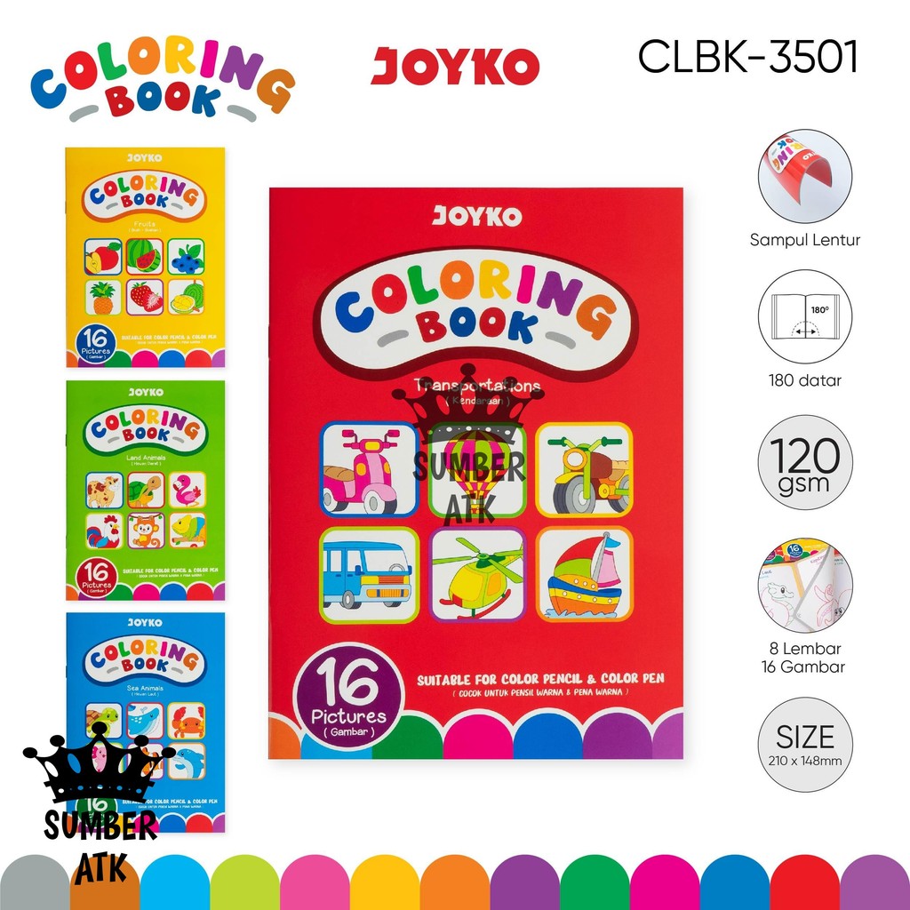 JOYKO สมุดระบายสี สมุดระบายสี CLBK-3501 Motif การขนส่งผลไม้ Land ...