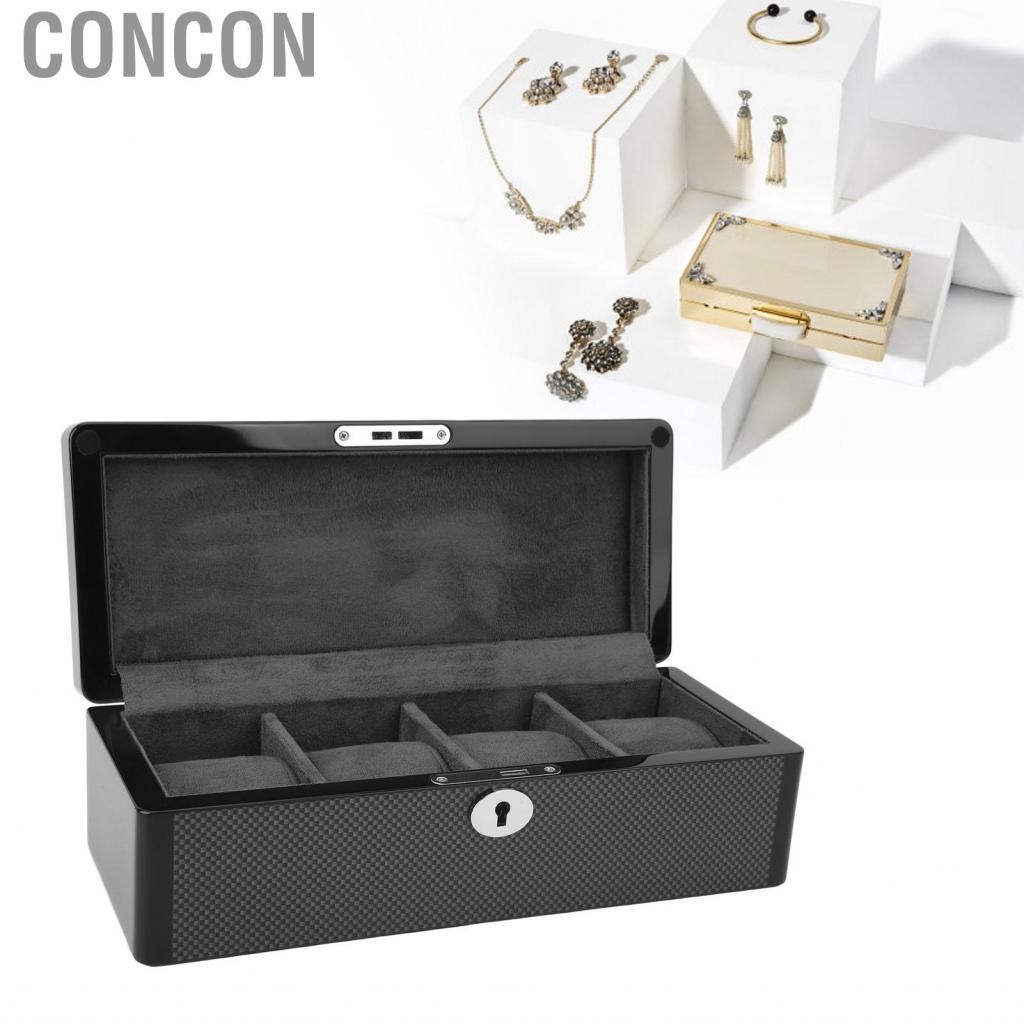 Concon กล่องนาฬิกาสีดำ 4 ช่องซับกำมะหยี่นุ่มจอแสดงผลสำหรับ Je | Shopee Thailand