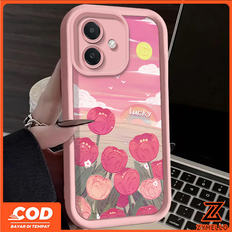 สำหรับ realme Note 60 realme Note 50 realme C75 C65 C67 C61 C55 C51ภาพวาดสีน้ำมันสีแดง TULIP กัน ...