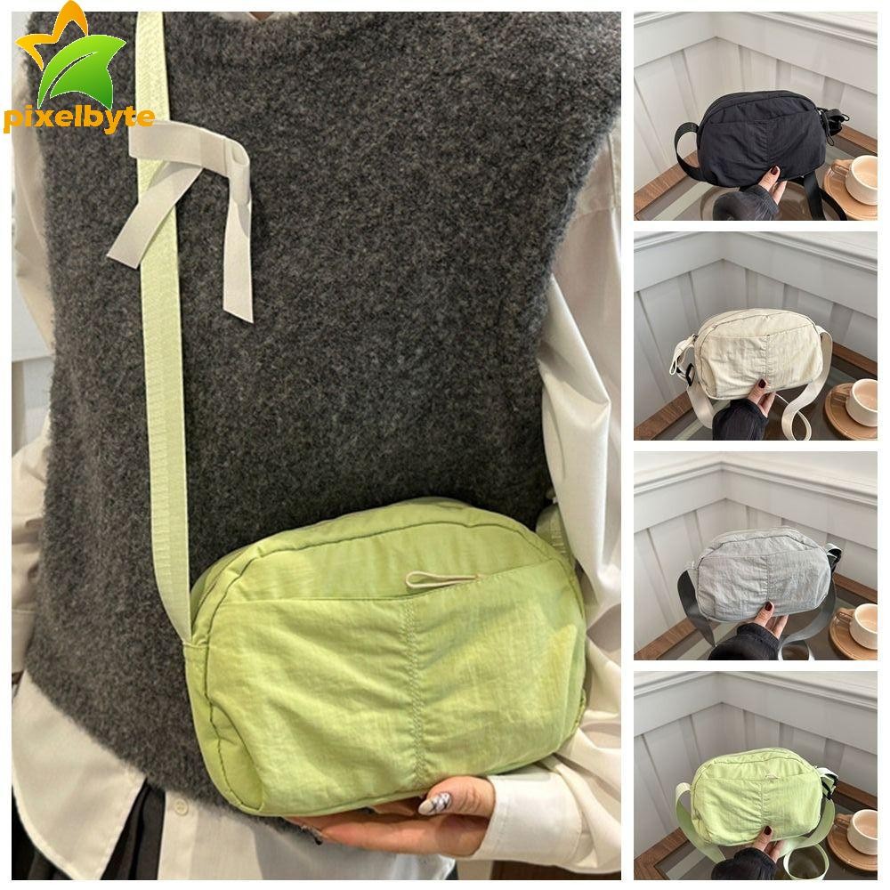 Pixelbyte ไนลอนสแควร์กระเป๋า,ขนาดใหญ่ความจุ Messenger กระเป๋าสลิง Crossbody กระเป๋า, Cool สีทึบ ...